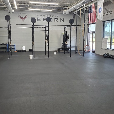 RUBBER GYM FLOORING CROSSFIT ROLLS - BLACK - FitFloors.com